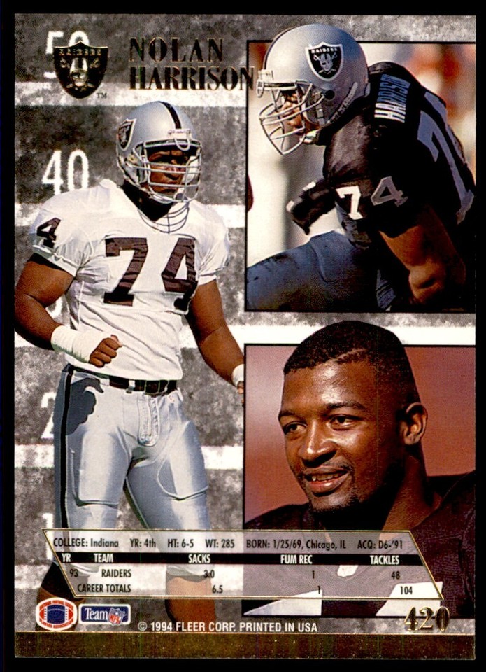 1994 FLEER ULTRA NOLAN HARRISON LOS ANGELES RAIDERS #420 | eBay