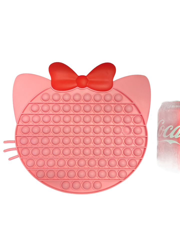 11" Silicone Popit Fidget Pink Cat Face Push Bubble Stress Relief ...