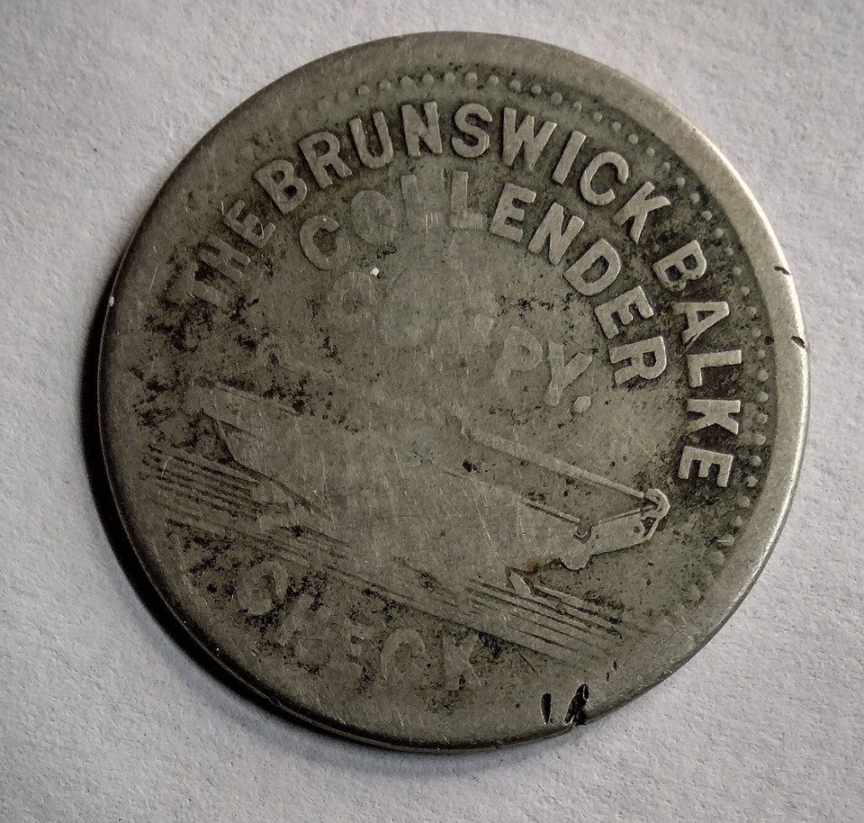 1800's W.P Martin The Brunswick Balke Collender Compy 5 Cent Token Very ...