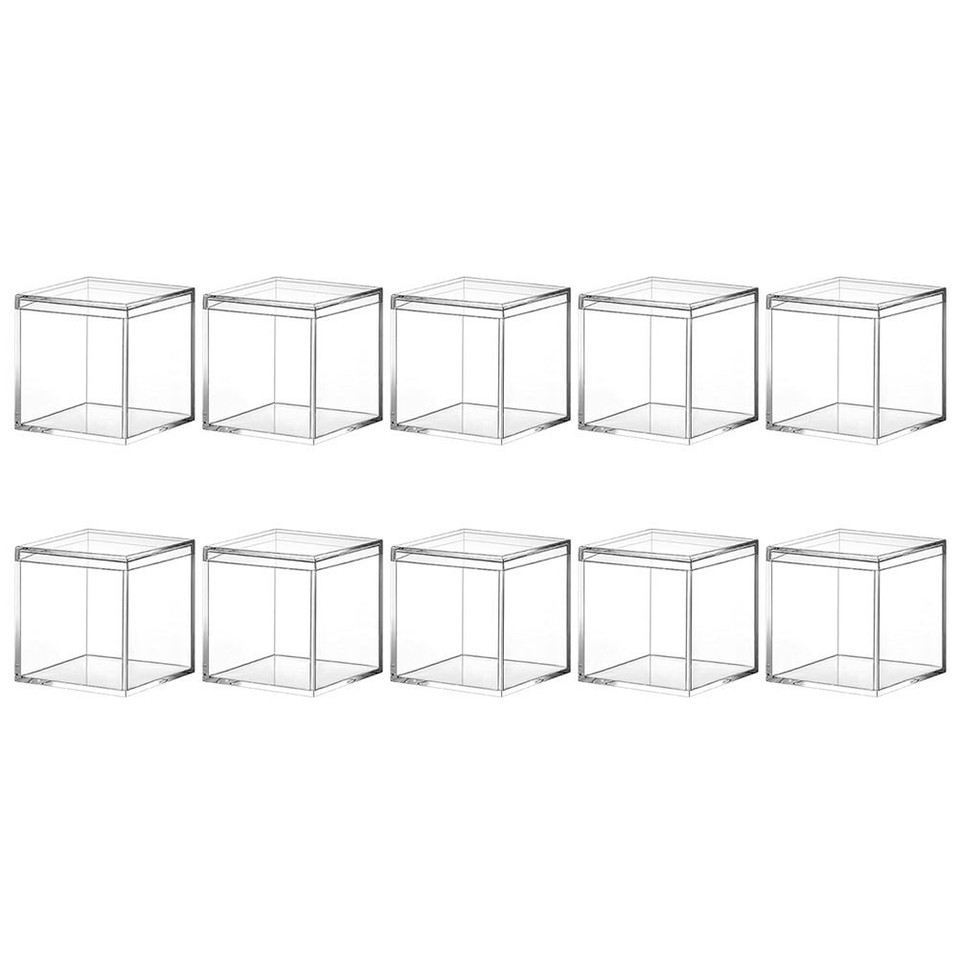 10 Pcs Small Plastic Box Clear Lid Packing Boxes Chocolate Storage Case ...