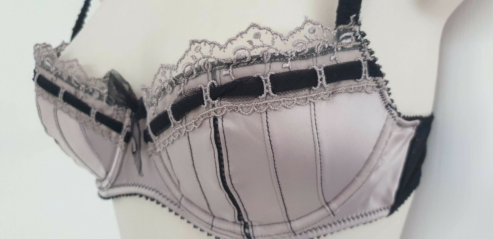 Odille Latte Satin, Black Lace & Tulle Bra Size 10C Brand New with Tags ...