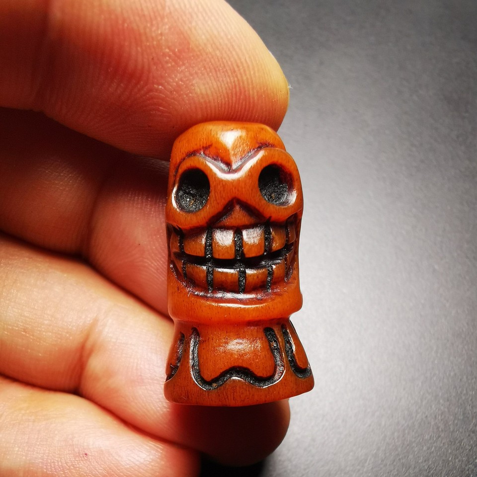 Gandhara Tibetan Amulet,Yak Bone Carved Skull Sitavana Pendant,30 years ...
