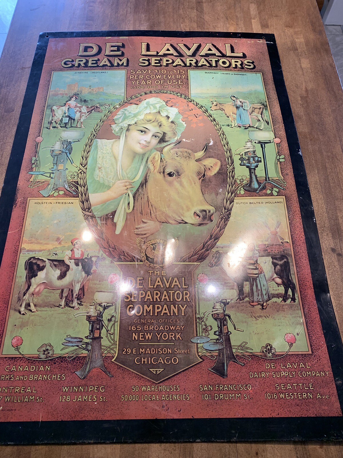De Laval Cream Separator Sign- Farm Cows - Dairy - Milk - Advertising ...