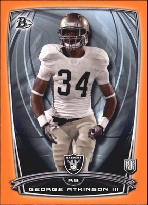 2014 Bowman Orange Oakland Raiders Football Card #R52 George Atkinson ...