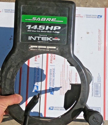 John Deere Sabre 1438 Engine Fan Cover Shroud 14.5hp Briggs W/DIPSTICK ...
