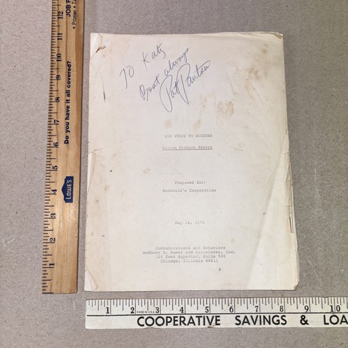 McDonald’s 1970 Movie Script Signed Pat Paulsen Advertising Restaurant ...