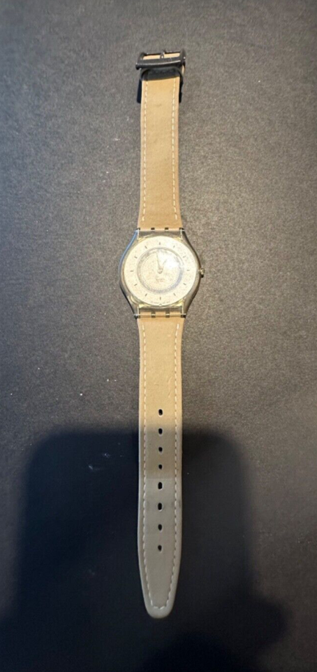 Vintage ultra THIN Skin Desert SWATCH AG 1999 watch, beige band, clear ...