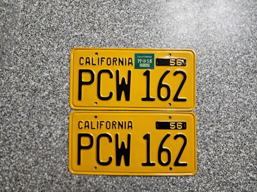 1956 California License Plates, 1958 Validation Sticker, Pro-Restored ...