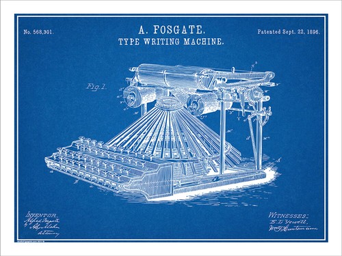 1896 Fosgate Type Writing Machine Patent Print Art Drawing Poster | eBay