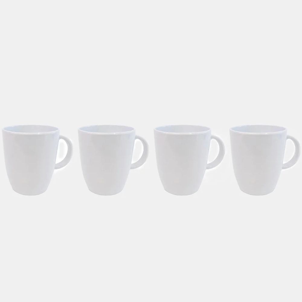 Flamefield Non Slip 4 Mug Set 4 Pk Cool White Melamine Plastic Ebay