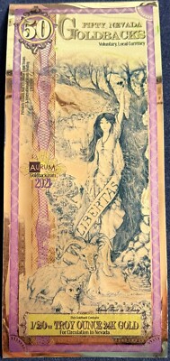 50 NEVADA Goldback 1/20 oz 24K Pure Gold Aurum Gold Foil Note - Item ...