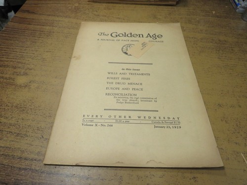 Original GOLDEN AGE Magazine 244 January 23 1929 Watchtower-Jehovah's ...
