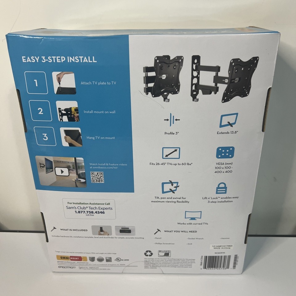 Omni Mount SC60FM 26 - 50 Inch Full Motion TV Wall Mount New In Box | eBay