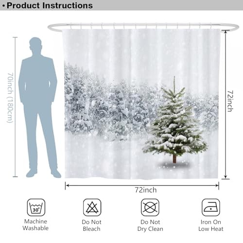 Christmas Snow Tree Shower Curtains, Natural Winter Forest Snowflake ...