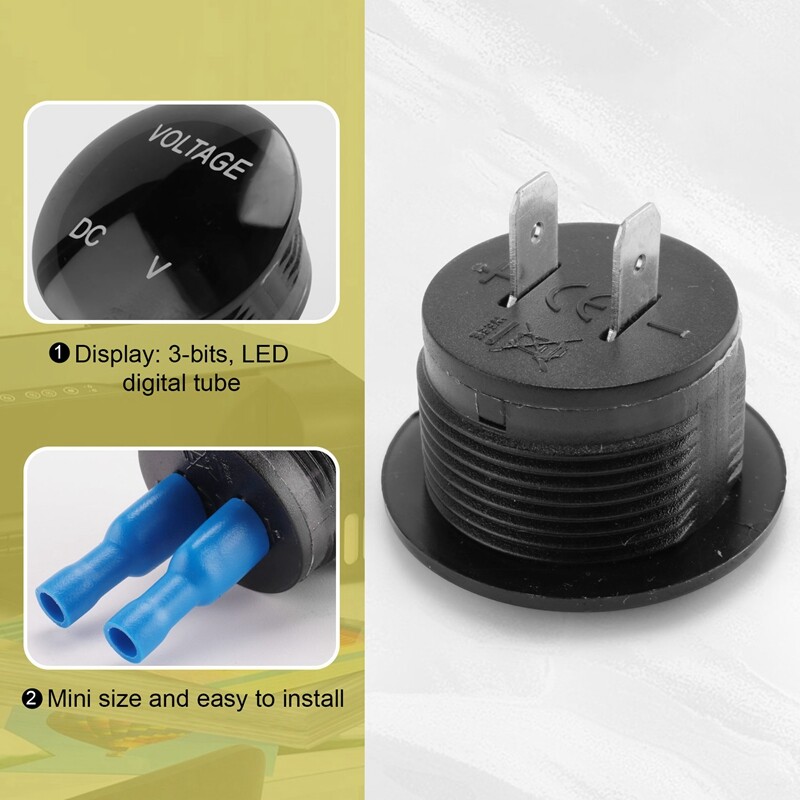 Universal Digital Monitor Voltmeter Voltage Meter LED for DC 12V-24V ...