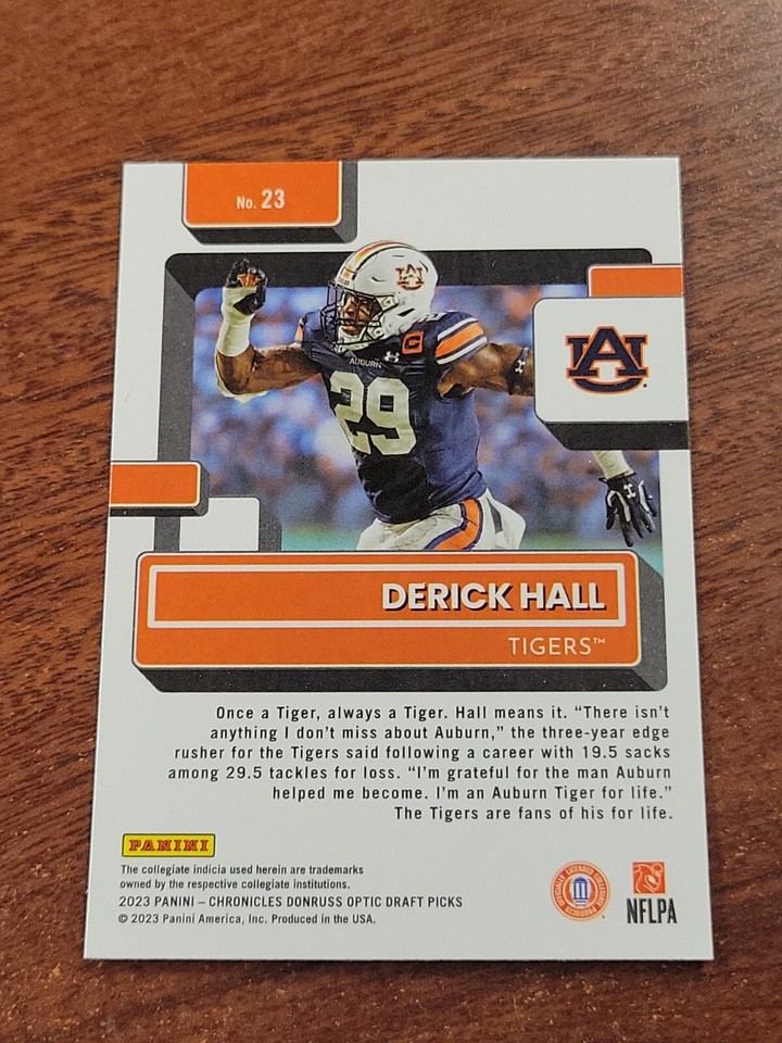 Derick Hall 2023 Chronicles Draft #23 Optic Rated Rookie | eBay