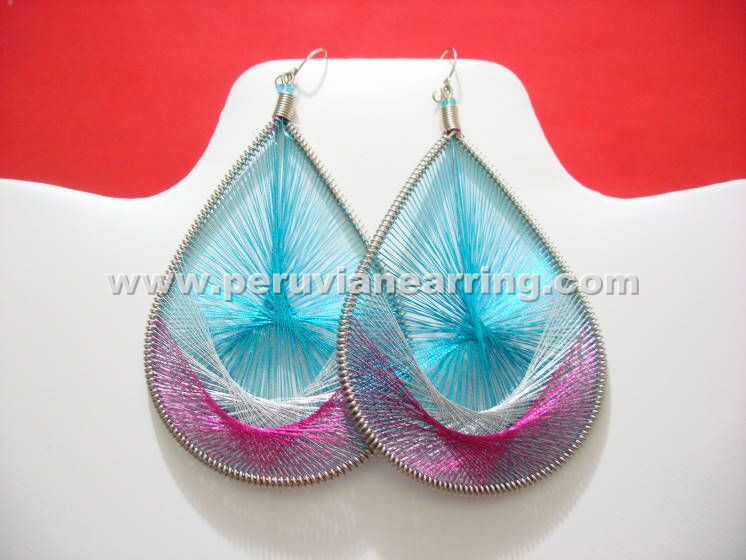 15 pairs handmade Peruvian Metallic Thread Earring Large Size 3.5 ...