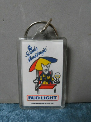 1987 Spuds MacKenzie Bud Light Beer Acrylic Key Chain with Beach ...