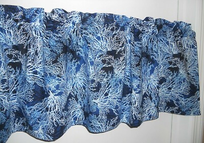 Valance Coral Nautical Beach Ocean Coastal Tropical Reef Blue 42 x 14 ...