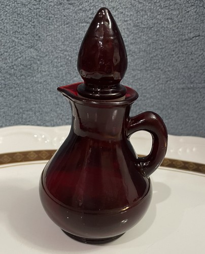 Vintage Avon Ruby Red Strawberry Bath Foam Glass Pitcher Empty Bottle ...