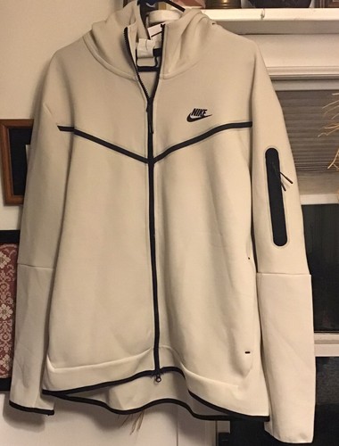 Nike Tech Fleece Jacket Light Bone Ivory Beige Black CU4489-072 Men's ...