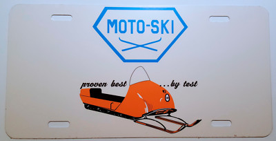 Vintage MotoSki Dealer Sign Snowmobile Logo Novelty License Plate (109 ...