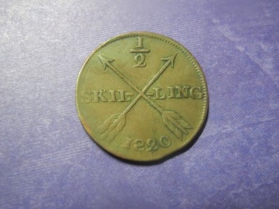 SWE136 - SWEDEN - 1/2 SKILLING -1820 | eBay