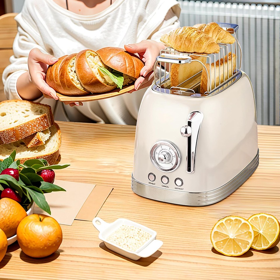 Toaster Retro 2 Slice Vintage Toaster White Toaster With Stainless ...
