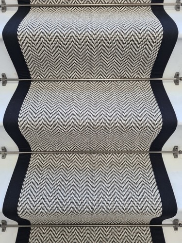 Herringbone Java Stair Runner With 100% Cotton Black Border | eBay UK
