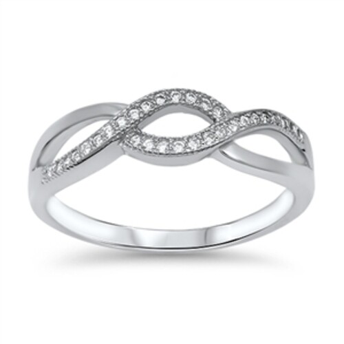 Triple Infinity Knot Ring Sterling Silver 925 Clear CZ Height: 6 mm ...