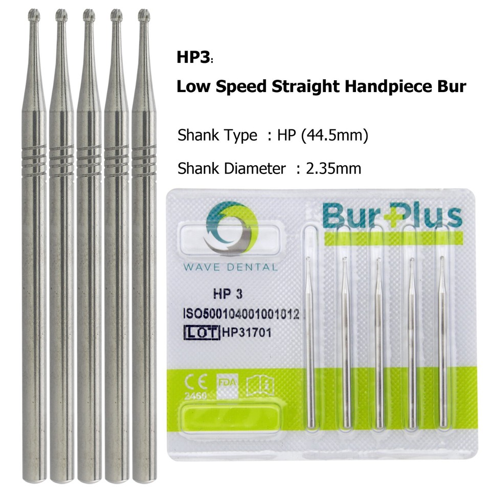 Wave Dental Carbide Straight Handpiece Bur Round HP 1 2 3 4 5 6 7 8 10 ...