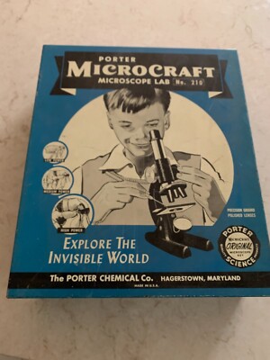 Vintage Porter Microcraft Microscope Lab Set #210 Blue Steel Box 1950’s? I27 | eBay