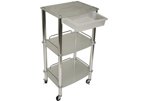 Compact Glass Chrome Display Cart Doctor Dentist Trolley Salon ...