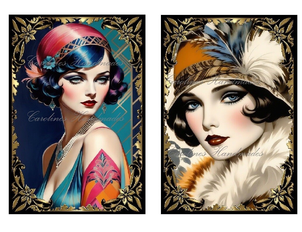 Pretty Flapper Ladies A Designer MULTI-SIZE SET Cotton Fabric Quilt ...