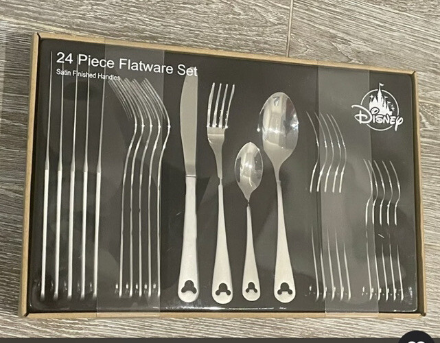 NEW Disney Parks 24 Piece Flatware Set Icon Mickey Mouse Silverware ...