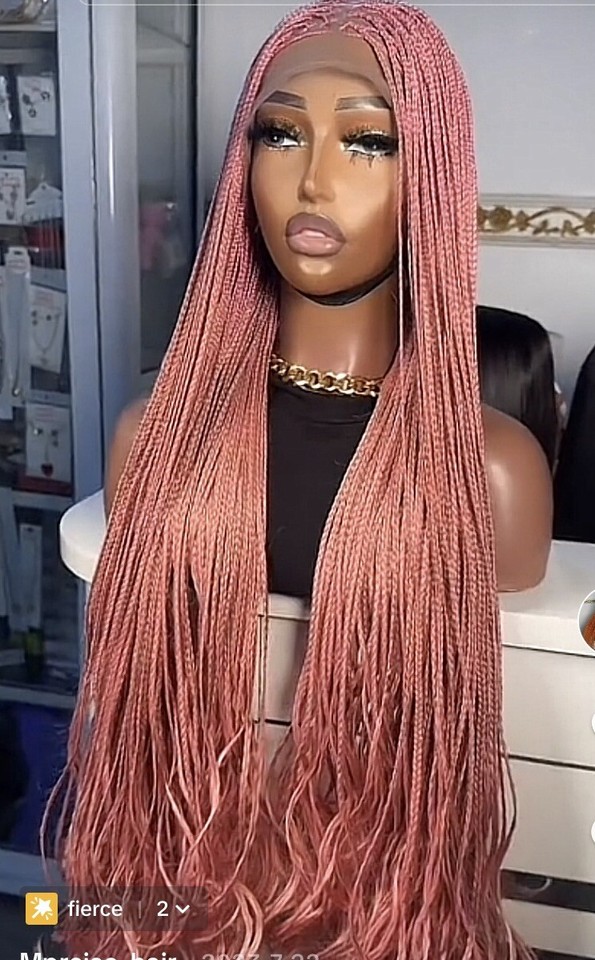 AFRICAN BRAIDED CONROW WIG ON 13*6 LACE CLOSURE BLACK MIXED WITH BLUE ...