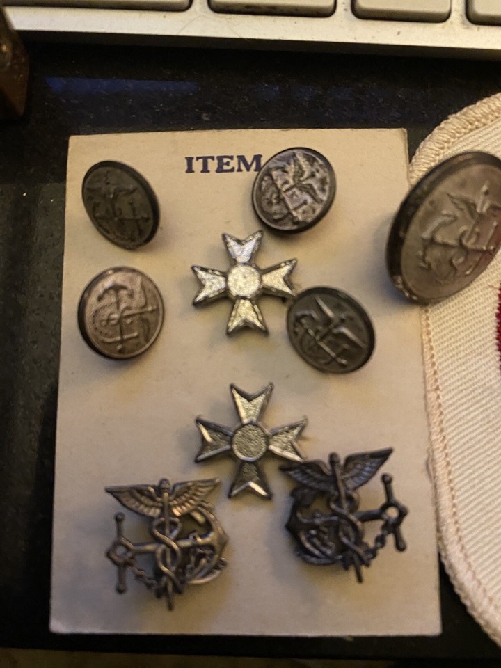 WWII US NAVY Combat Medic Nurse Sterling Service Pin Badge Patch ...