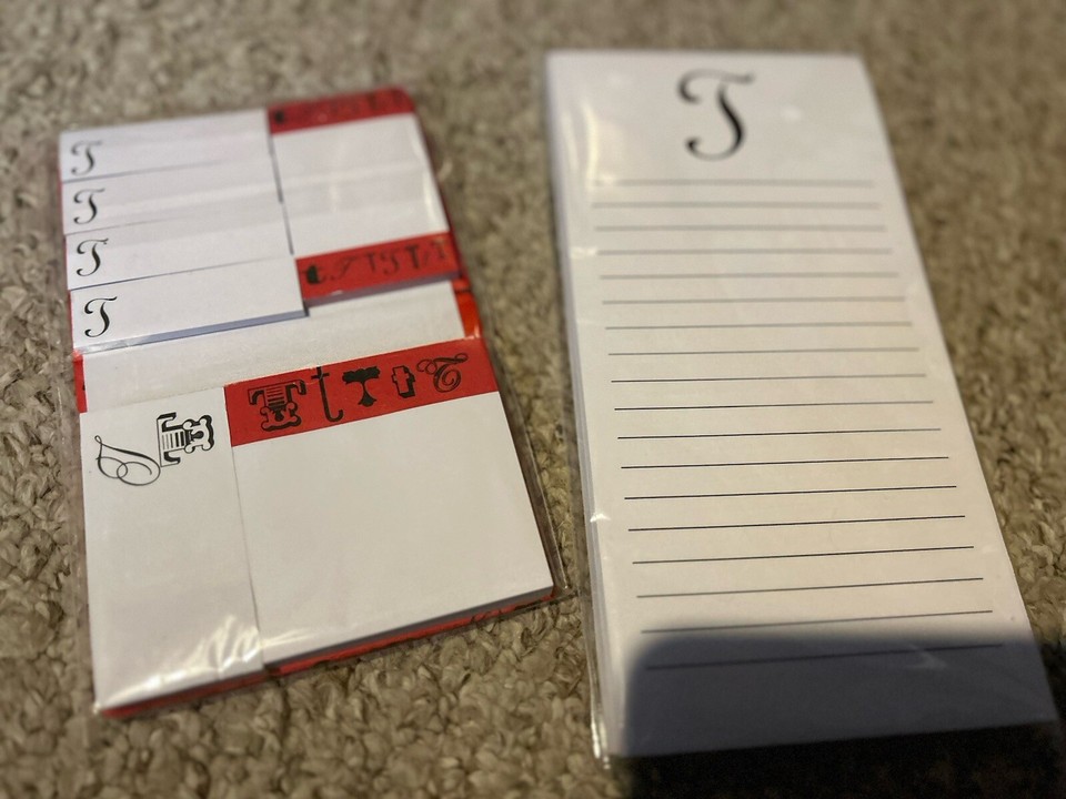 Stationary Sticky Notes And Note Pad Initial T Black Red | eBay