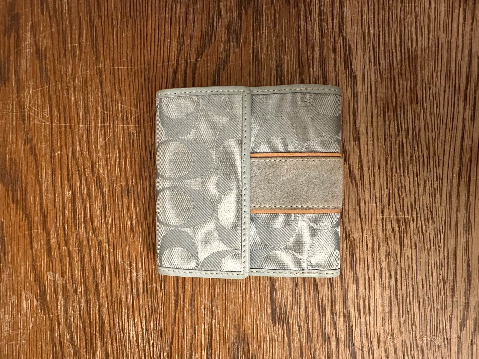 Coach Bifold Signature Logo Blue Wallet - Gem