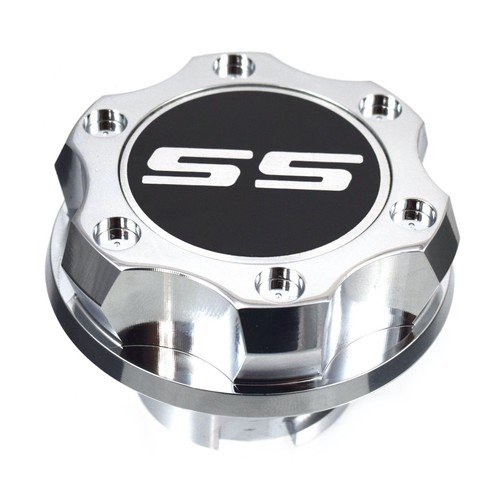 Chrome Oil Cap Filler Racing Aluminum Billet Black SS Emblem For LS1 ...