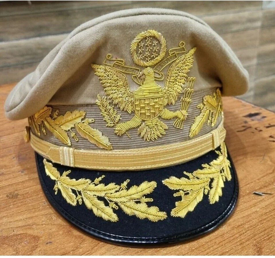 US Army Peak Cap General Douglas Macarthur's Uniform Military Khaki Hat | eBay
