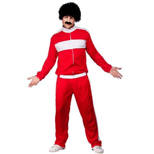 Herrenkostüme 80s Red Scouser Tracksuit Mens Fancy Dress 1980s Retro ...