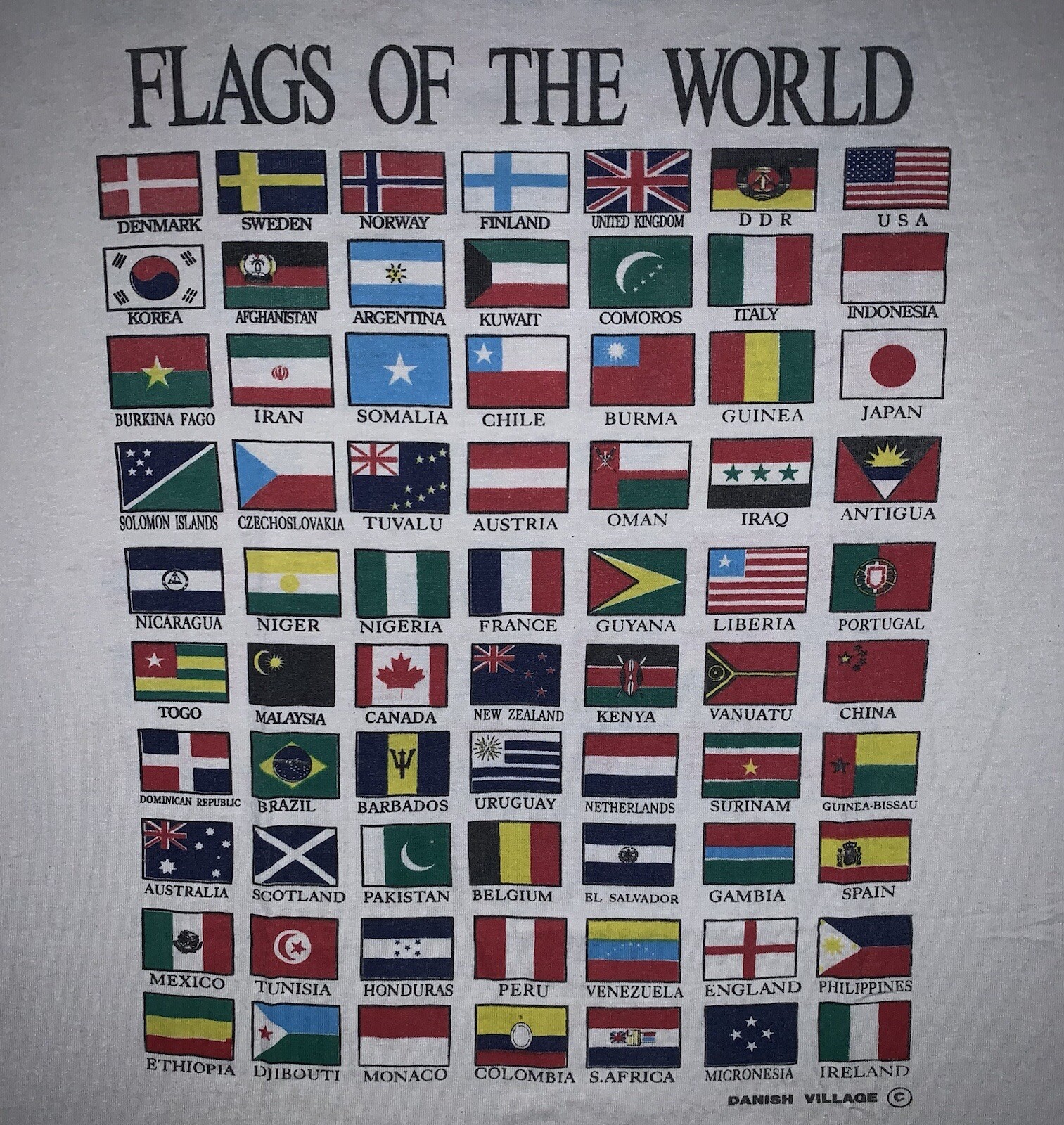 Rare Vintage 80’s Flags Of The World Shirt By Danish … - Gem