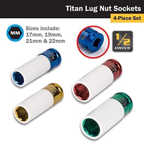 TITAN 21095 4-Piece 1/2-Inch Drive Non-marring Impact Deep Lug Nut ...