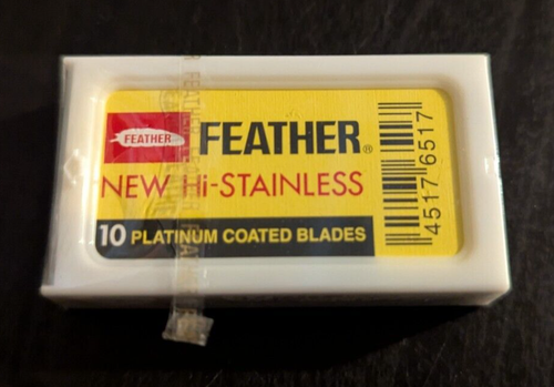 10 Feather Double Edge DE Safety Razor Blades New Hi-Stainless Platinum ...