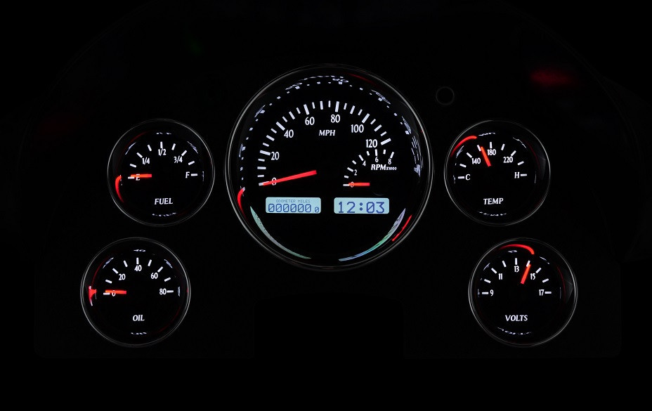 Dakota Digital 56 Ford Car Analog Gauge System Kit Black Alloy White ...