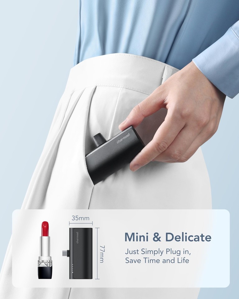 Mini Power Bank USB C 5000mAh 20W PD 18W QC USB C Battery Pack Quick ...