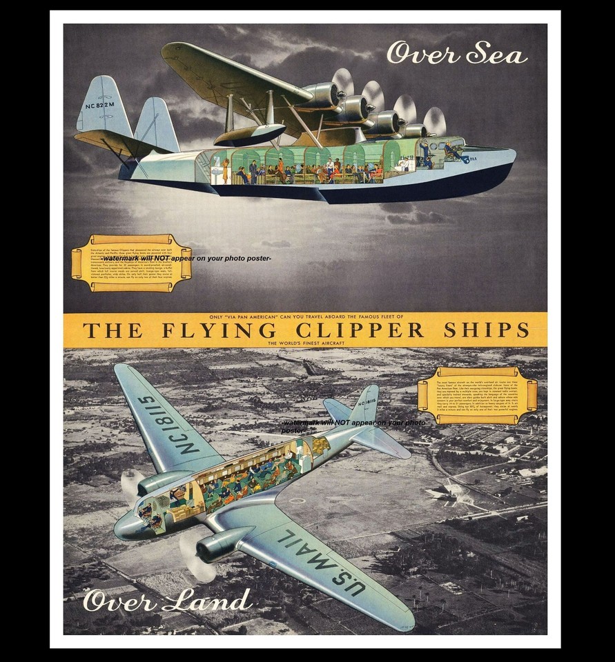 16x20 1941 Pan American Airways PHOTO Poster Clipper Ship Print PAN AM ...