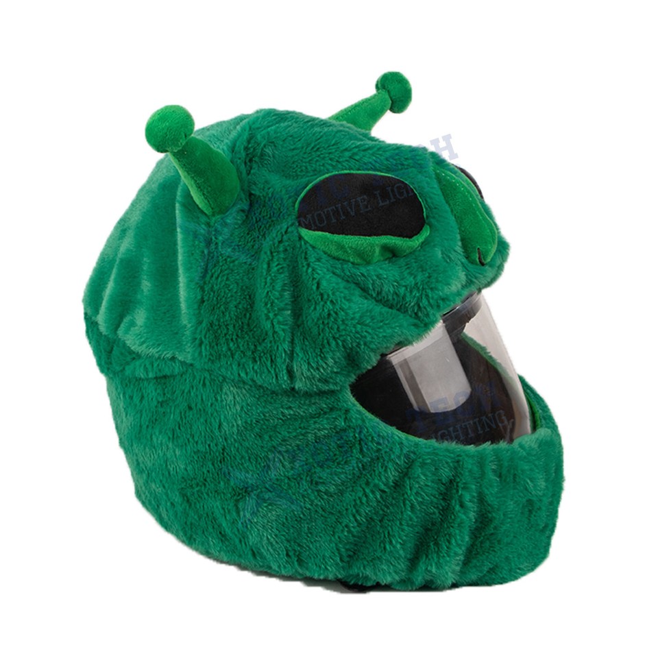 Soft Motorcycle Helmet Cover Cartoon Funny Alien Fluffy Plush Motorbike ...