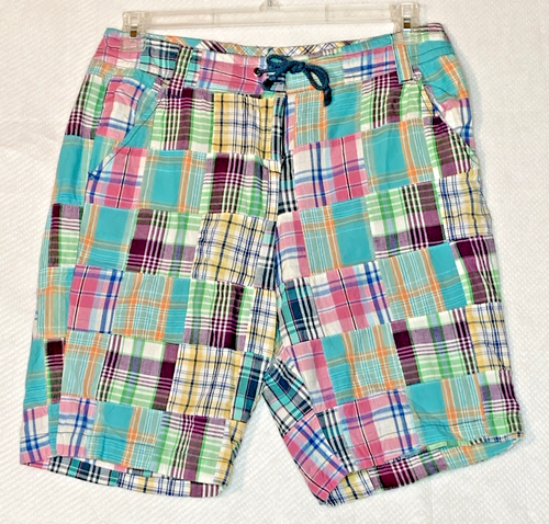 Larry Levine Shorts Womens Size 12 Plaid Madras Patchwork Preppy Golf Casual | eBay